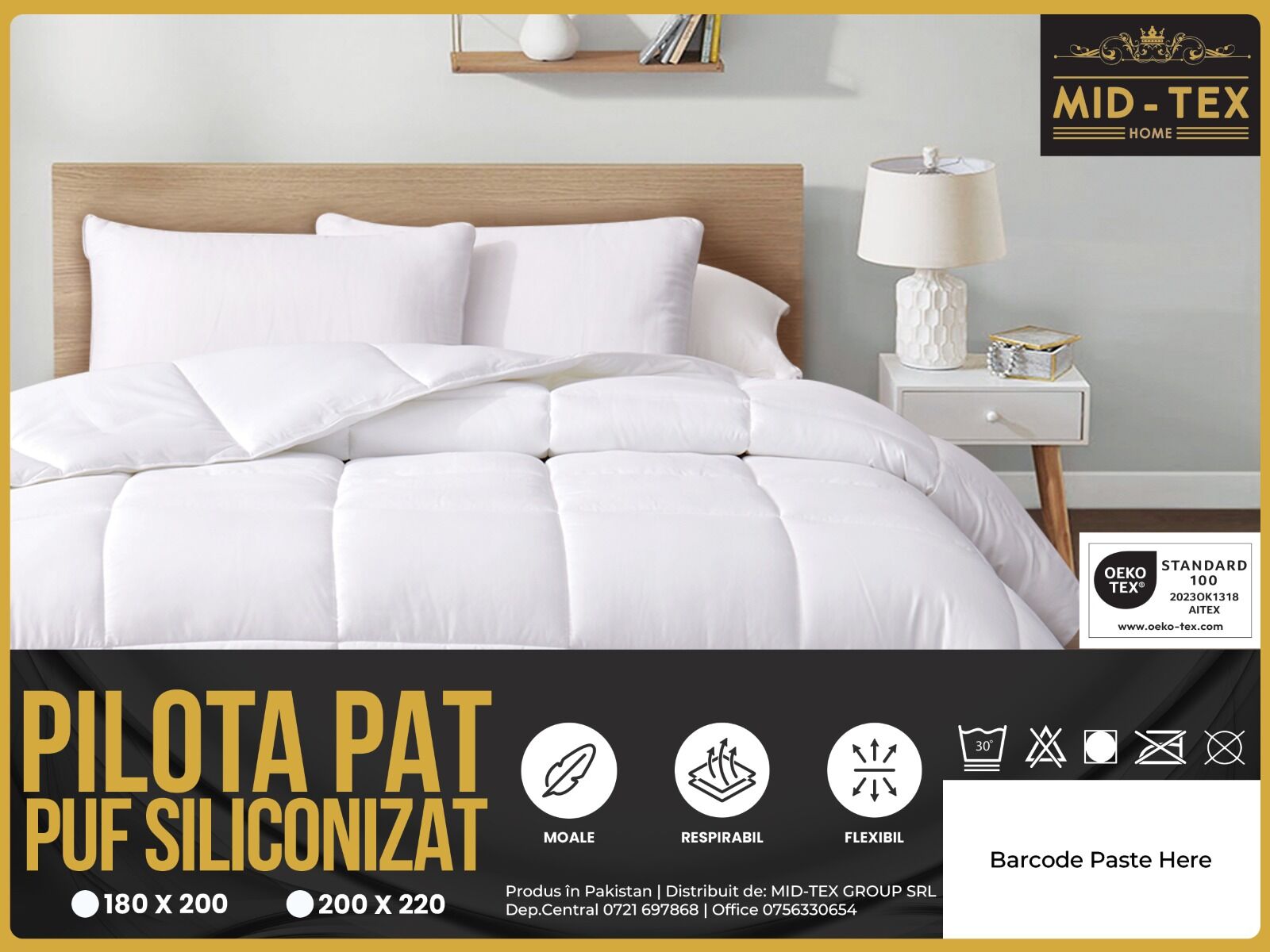 Pilotă pentru pat din puf siliconizat 140 x 200 cm, greutate 300 g ...